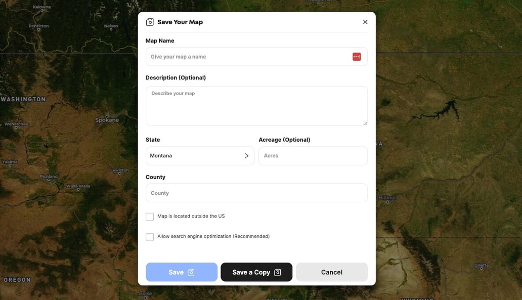 How to save, rename or copy a map via Save Options