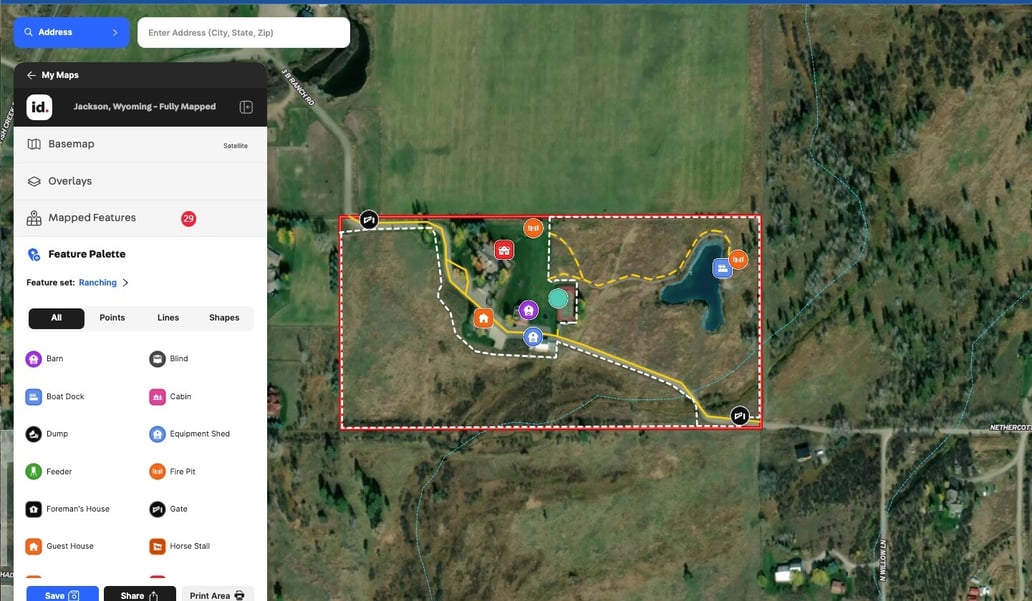 Draw detailed maps using the Feature Palette